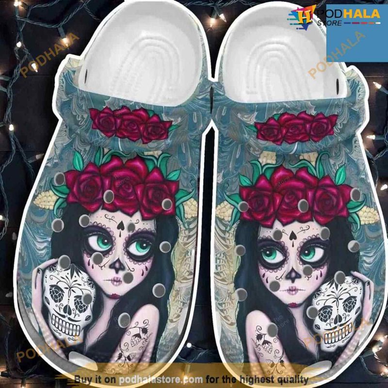 Beautiful Girl Flower Sugar Skull Mexican Crocs Clog Shoes - Hot Sale 2025