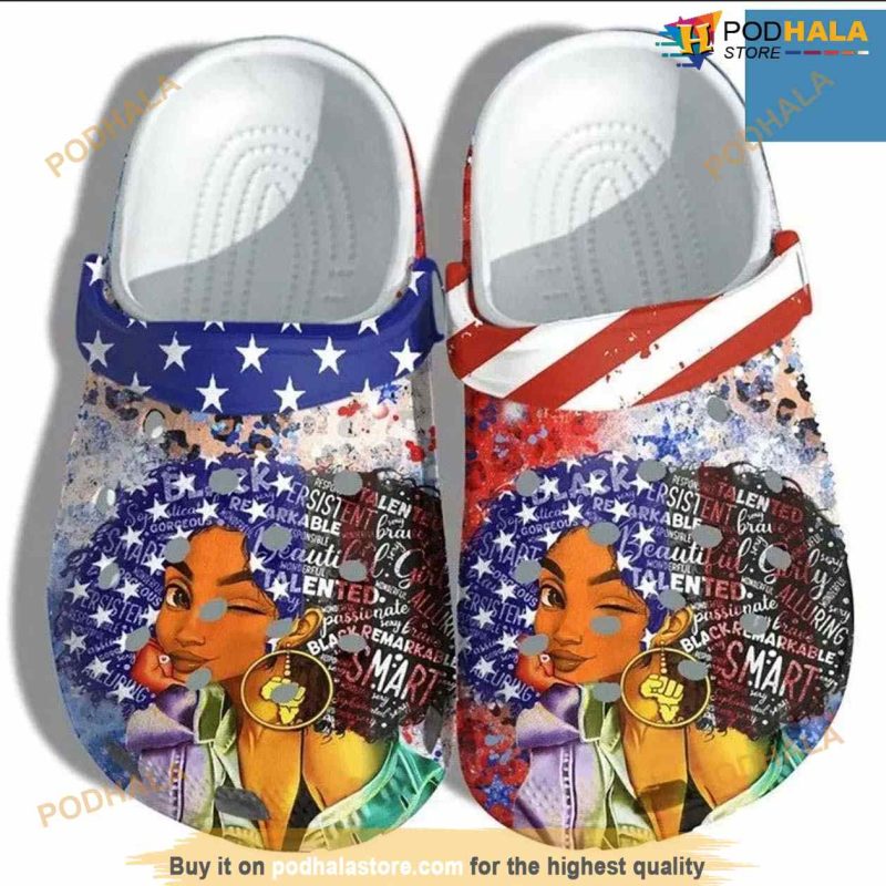 Black Girl Magic African American 4th Of July Crocs Clog Shoes - Hot ...