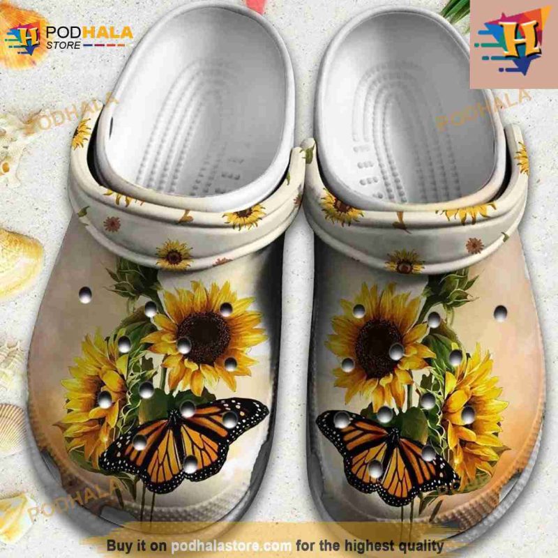 Butterfly On Sunflower Classic Crocs Clog Shoes - Hot Sale 2025