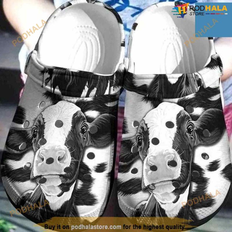 Cow Black And White Crocs Clog Shoes Funny Shoes Crocbland Clog For Men ...