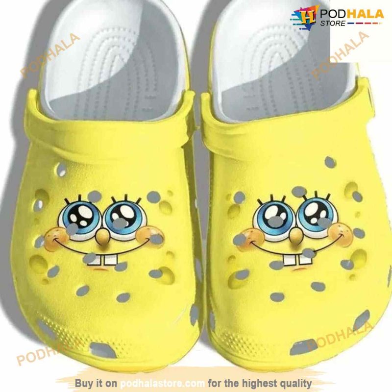 Cute Yellow Spongebob Face Cartoon Crocs For Men Women - Hot Sale 2025