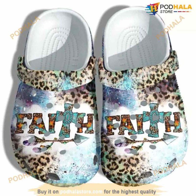 Faith Jesus Christian Christmas Leopard Crocs Shoes Clogs For Grandma ...