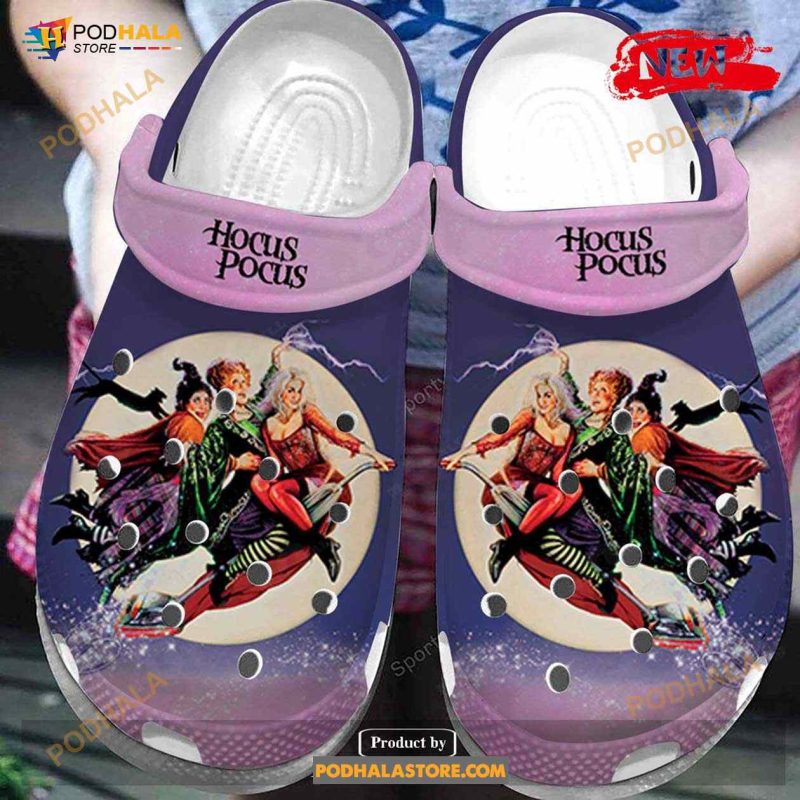 Funny Purple Hocus Pocus On Broom Halloween Crocs Classic Clog Shoes ...