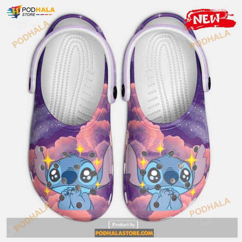 Galaxy Night Sky Stitch Cute Kids Purple Crocs Classic Clog Shoes - Hot ...
