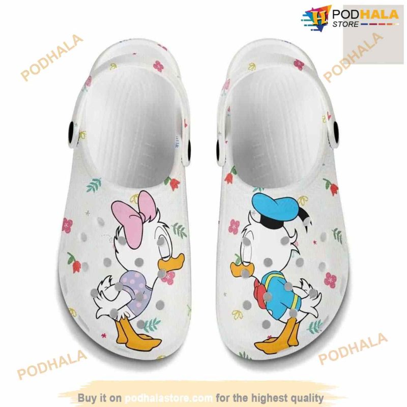 Little Donald Daisy Kissing White Pattern Graphic Cartoon Crocs Clog ...