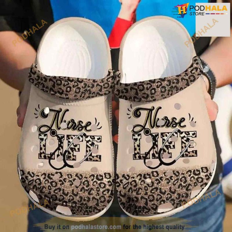 Nurse Nursing Life Leopard Crocs Crocband Clog Shoes For Men Women ...