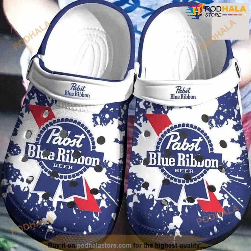Pabst Blue Ribbon Logo Paint Crocs Clog Shoes - Hot Sale 2025