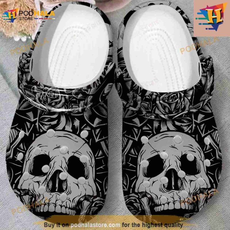 Skull And Rose Classic Crocs Clog Shoes - Hot Sale 2025